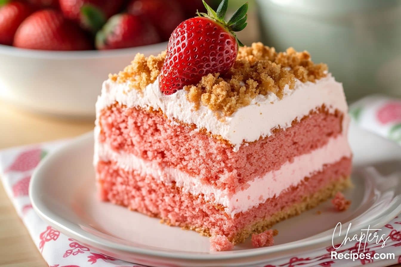 Easy Strawberry Crunch Cake Recipe | Best Homemade Dessert